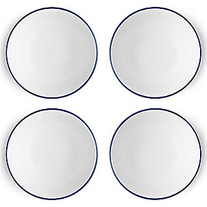 Corelle Livingware Lia 18 Ounce Soup/Cereal Bowl - White with Cobalt Blue Lip (Set of 4)