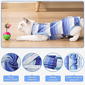 Ambreview Cats Recovery Suit, Kitten Recovery Onesie Female Cats Abdominal Wounds Bandages Cone E-Collar Alternative After Surgery, Cat Spay Bodysuit for Female Cats and Dog