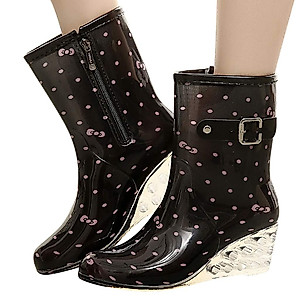 Goddessvan Punk Style Mid Snow Boots Women's Non-Slip Soft Rain Footwear Outdoor Transparent Wedge Rubber Water Shoes