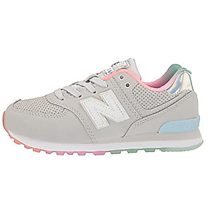 New Balance Kids 574 V1 70s Racing Lace-up Sneaker, Summer Fog/Lemon Haze/Uv Glo, 2.5 US Unisex Little