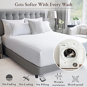 California Design Den Soft 100% Cotton Sheets Full Size Bed Sheet Set with Deep Pockets, 4 Piece Full Size Sheet Sets with Sateen Weave, Cooling Sheets (Light Grey)