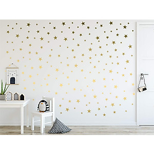 Gold Stars Wall Decal Stickers Removable Home Decoration Easy to Peel Stick Painted Walls Metallic Vinyl Polka Decor Sticker for Baby Kids Nursery Bedroom (Pack of 166)