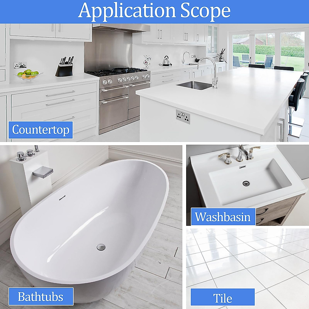 Tub and Tile Refinishing Kit,Bathtub Sink Paint Reglaze Kit,Odorless Water Based