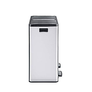 The Step N' Sort 18.5 Gallon Extra Large Capacity, Soft-Step, Dual Trash and Recycling Bin with Removable Inner Bins Silver