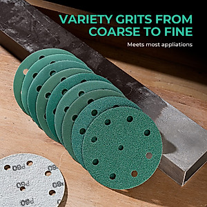 5 Inch 9 Hole 120 Grit Sanding Disc, Hook and Loop Film Backing Sanding Discs Compatible with Festool Sanders by toolant - 50 Pack