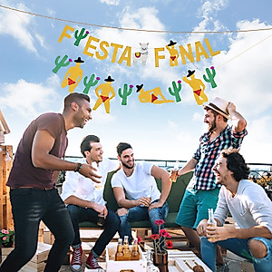 Ecore Fun Banner Mexican Fiesta Theme Party Decor Bachelorette Party Decor Supplies, include Bachelorette Party Fiesta Banner, Glittery Cactus Men Pattern Garland, Fiesta Paper Fans for Party Supplies