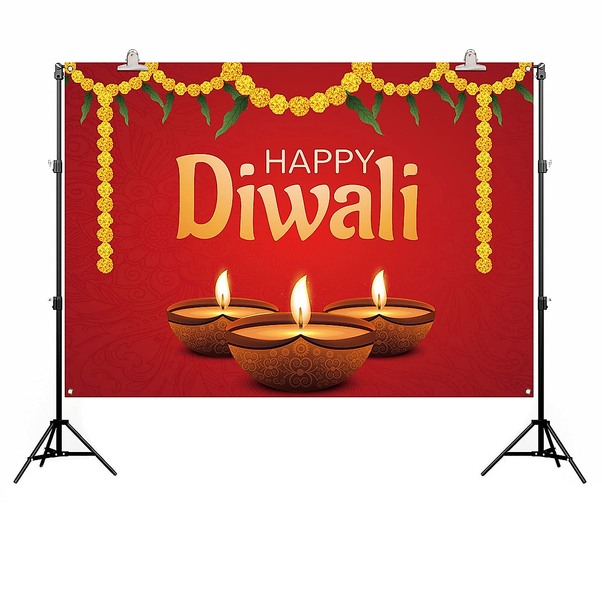 Happy Diwali Photo Booth Backdrop 5x7ft Hindu Festival of Lights Photography Background Decoration
