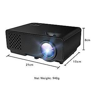 GAOHAILONG Mini Projector Portable Multimedia 1000 Lumens Home Theater Movies Parties 1080P HD and HDMI USB VGA AV ATV Input led, Black