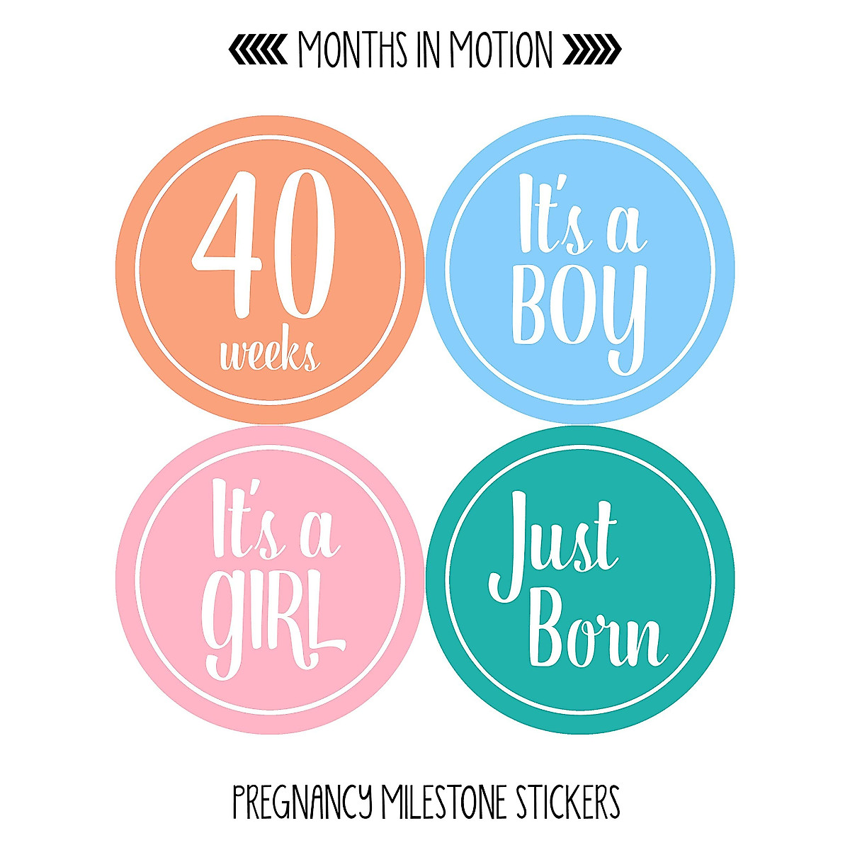 Months In Motion Pregnancy Weekly Belly Growth Stickers Pregnant Expecting Maternity Keepsake - Baby Bump - Large Set of 36 Weekly Photo Sticker