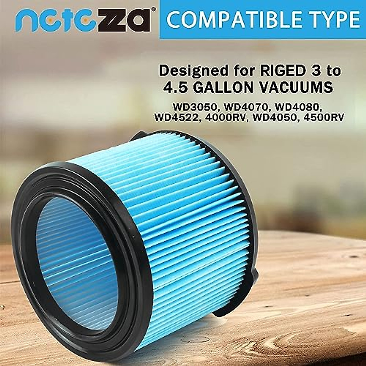 VF3500 Replacement 3-Layer Filter Compatible with riged VF3500 3-4.5 Gallon Vacuum Cleaner WD4050 WD4070 WD4522, 2 PACK