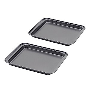 Little Small Baking Sheets Nonstick Set of 2 (9.5inch X 7.1inch) - SS&CC 8 Inch Nonstick Baking Toaster Oven Tray Cookie Sheets, 1 or 2 Person Household