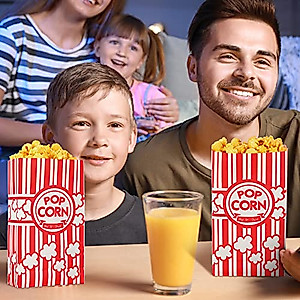 202 Pcs Popcorn Machine Supplies Set, 200 Pcs 2Oz Retro Style Disposable Oilproof Popcorn paper Bags Bulk with 304 Stainless Steel Popcorn Scoop, 304 Stainless Steel Season Salt Shaker with Handle Lid