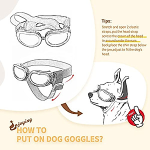Enjoying Dog Sunglasses Small Breed Dogs Goggles UV Protection Eye Wear Windproof Anti-Fog Pet Glasses for Doggy About Over 5 lbs, Black