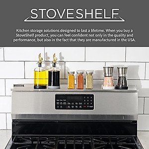 StoveShelf 30" Length Stainless Steel Finish Magnetic Shelf for Kitchen Stove - Kitchen Storage Solution with Zero Installation - Over Stove Spice Rack Organizer
