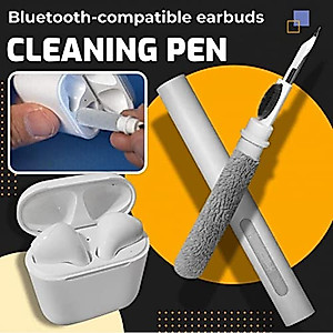 Goodliest 3 in 1 Earbuds Cleaning Pen Portable Earphone Cleaning Pen Earphone Accessories with Soft Brush for Computers Camera Phone White B