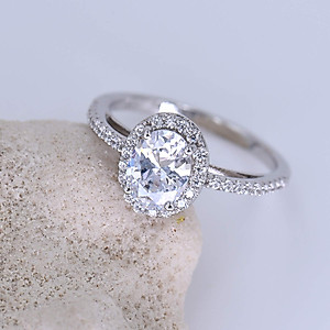 Oval Cut Solitaire 1.5ct CZ Rhodium Plated Engagement Anniversary Wedding Band Promise Women Diamond Ring (5)