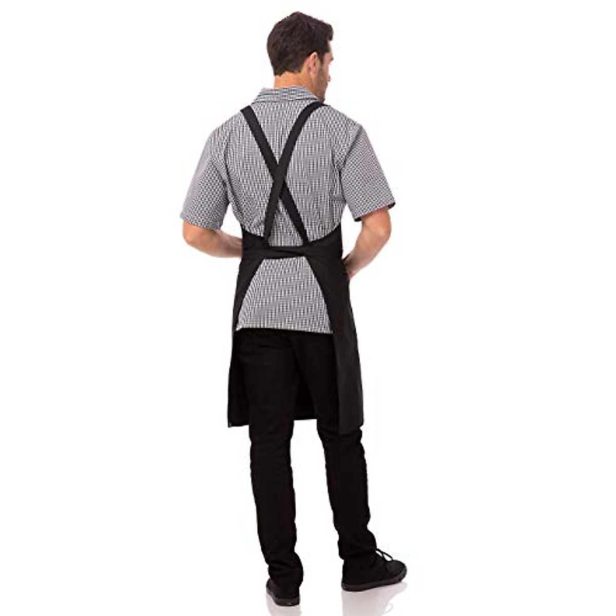 Chef Works Unisex Cross-Back Bib Apron, Black, One Size