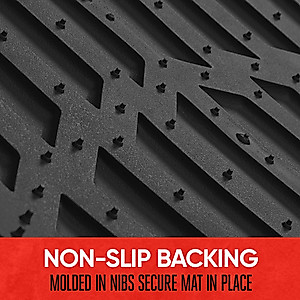 Motor Trend MT-921-BK FlexTough Tortoise - Heavy Duty Rubber Floor Mats for Car SUV Van & Truck - All Weather Protection - Deep Dish (Black)