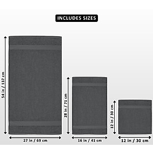 Utopia Towels 8-Piece Premium Towel Set, 2 Bath Towels, 2 Hand Towels, and 4 Wash Cloths, 600 GSM 100% Ring Spun Cotton Highly Absorbent Towels for Bathroom, Gym, Hotel, and Spa (Grey)