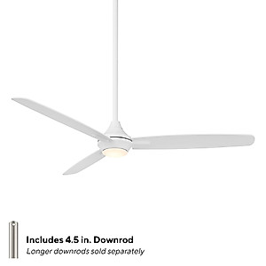 WAC Smart Fans Blitzen Indoor and Outdoor 3-Blade Smart Home Ceiling Fan 54in Matte White with 3000K LED Light Kit and Remote Control works with Alexa and iOS or Android App