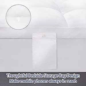 ABENE King Size Extra Thick Fusion Down Feather Filled Bed Mattress Topper for Back Pain, Plush Fluffy Doule Layer Pillowtop Luxury Mattress Pad, Cotton Fabric Soft Featherbed with Bedside Pocket