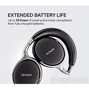 Denon AH-GC25NC Premium Wired Noise-Cancelling Headphones - Hi-Res Audio Quality | Up to 30 Hours of Noise Cancellation | Designed for Comfort | Battery-Saving Auto-Standby Mode | White
