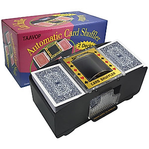 TAAVOP Automatic Card Shuffler, 1-2 Deck Battery-Operated Electric Poker Card Shuffler Machine, for Playing CardsUNO (Black), 8 x 4 x 4 inches；15.11 Ounces