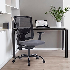 CLATINA Office Chair, Ergonomic Desk Chair with Wheels, Mesh Computer Swivel Rolling Chairs with 4D Adjustable Lumbar Support, Armrests and 140° Tilt Function, Task Executive Chair for Home Office
