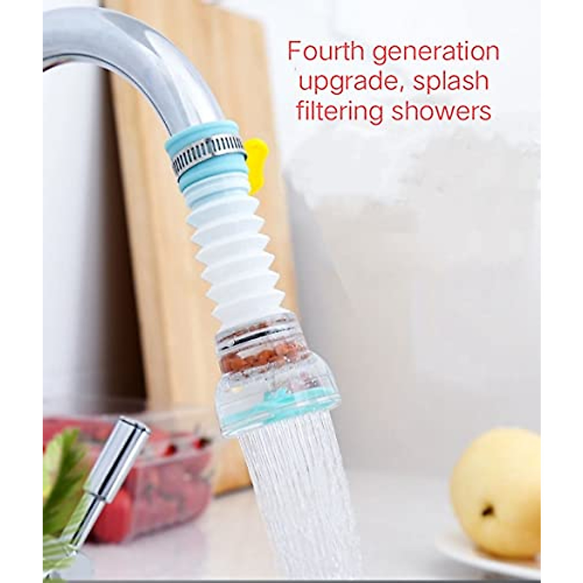 HUAFEI Faucet telescoptor, 720 degree splash faucet water filter made of soft PVC rubber, bamboo carbon zeolite and carbon for faucet nozzles, 3 only (Blue, pink, green)