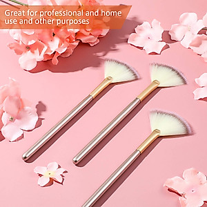 9 Pieces Facial Fan Mask Brushes, Soft Facial Applicator Brushes Tools for Peel Glycolic Makeup for Mud Cream (Champagne)