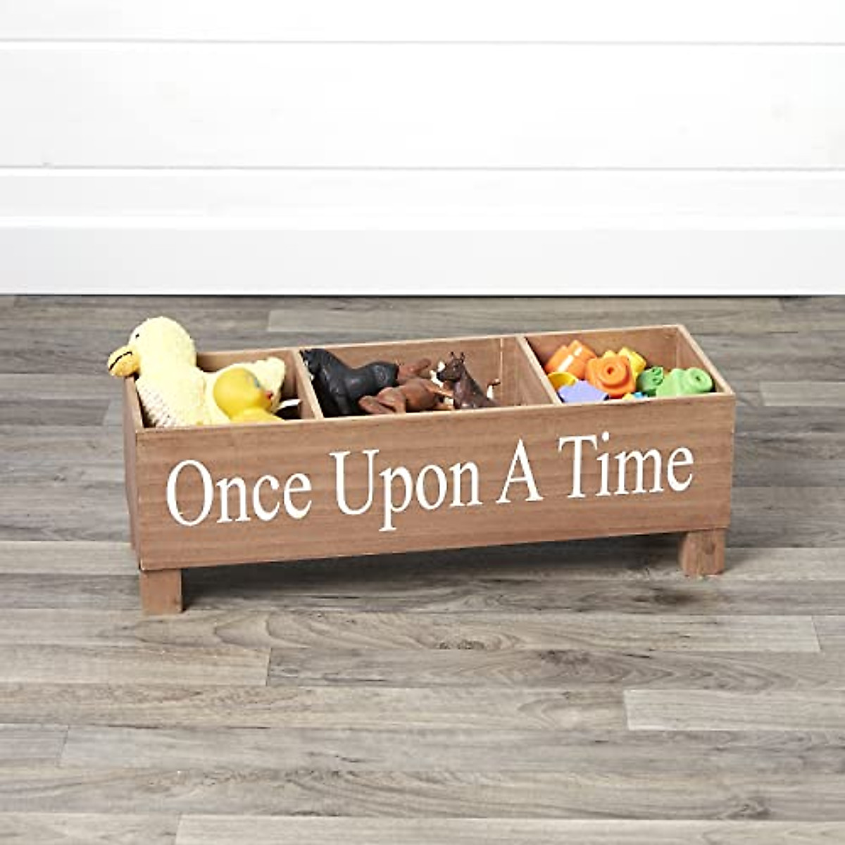 The Lakeside Collection Children's Storage - 3 Bin Toy Storage for Nursery or Bedroom - Brown