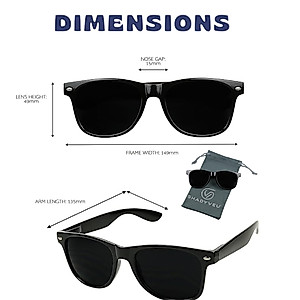 ShadyVEU Super Dark Round Sunglasses UV Protection Spring Hinge Classic 80's Shades Migraine Sensitive Eyes (Soft Matte Black Frame)