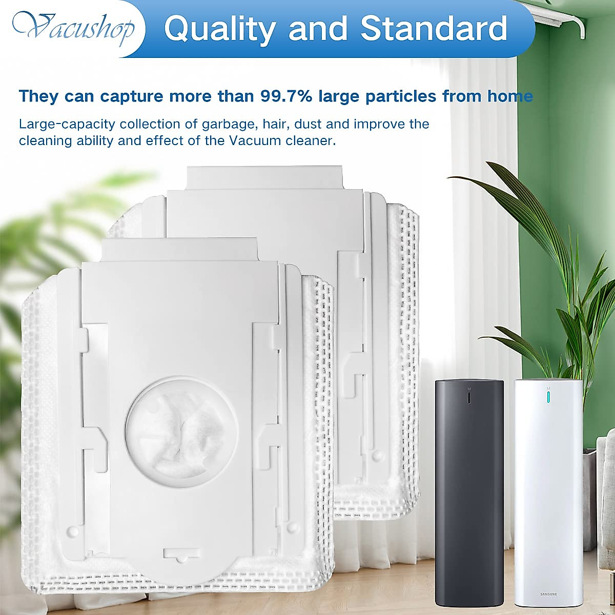 VACUSHOP Dust Bags Replacement for Samsung VCA-ADB90 70+ 75+ 90 Series Cordless Stick Vacuum Accessories Parts 6pcs