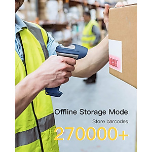 Inateck Bluetooth Barcode Scanner, 2D Wireless Barcode Scanner, Bluetooth 5.0 and 2.4Ghz Adapter, 3 in 1 Reader, Support GS1 Barcode, BCST-73 Blue White