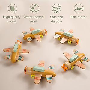 JETM·HH Wooden Airplane Toys - Wooden Airplane Play Set - Air Transport Toy-Montessori Fine Motor Skills Toys for 3+ Year Old Open Ended Play for Toddler, Babies, Boys and Girls