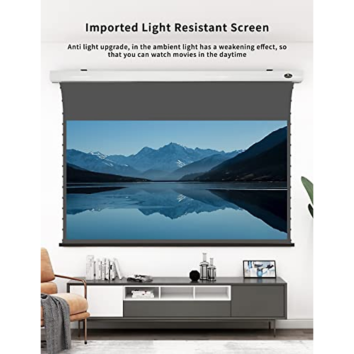 VIVIDSTORM-Projection Screen,Obsidian Long Focus ALR Slimline Motorized Office Presentation,Indoor Stand Movie Screen,Compatible with Lumen up to 2500ANSI Standard Throw Projector,VMSLALR120H