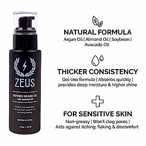 ZEUS Deluxe Beard Wash & Care Set – With Beard Wash, Refined Beard Oil & Palm Beard Brush (Verbena Lime)