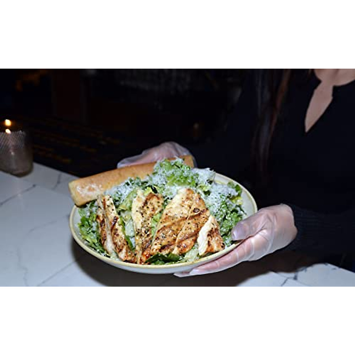 Daxwell Food Safe Stretch Poly Gloves (Medium, 1,000 Count) Non-Latex, Disposable, Food Handling Use, Powder Free, F10000224,White