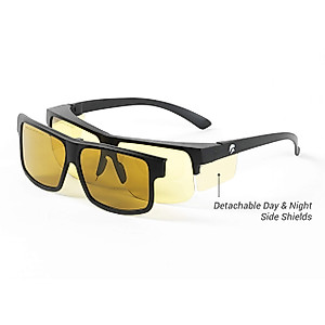 Eagle Eyes 2in1 Speed of Life Magnetic Eyewear Glasses - Polarized Sunglasses for Day and Anti-Reflective Yellow Night Driving Glasses (FitOn, Day/Night)