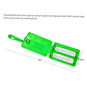 Froiny Double Brush Head Handheld Carpet Table Brush Plastic Sweeper Crumb Dirt Cleaner Roller Tool(Random Color)