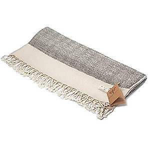 Smyrna Original Turkish Throw Blanket Herringbone Series | 100% Cotton, 50 x 60 Inches | Vintage Boho Throw Blankets for Couch, Sofa, Farmhouse and Home Decor | Lightweight and Super Soft (Beige)