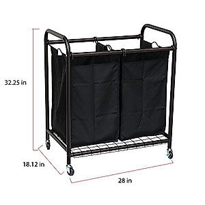 Oceanstar 2-Bag Rolling Laundry Sorter, Bronze
