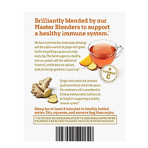 Twinings Superblends Immune Support+ Herbal Tea with Vitamin C, Ginger & Mango Flavoured Green Tea, 16 Tea Bags (Pack of 6), Enjoy Hot or Iced