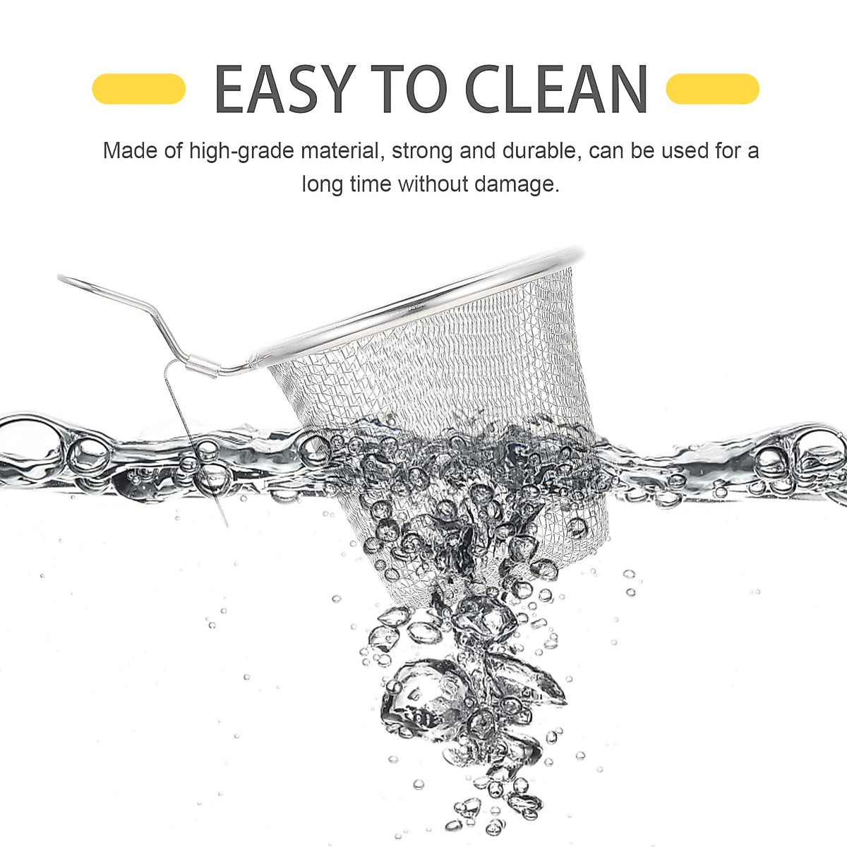 TEMKIN Stainless Steel Deep Fry Basket with Handle, Round Wire Mesh Fryer Basket French Chip Frying Serving Basket Deep Fryer Strainer for Frying