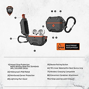URBAN ARMOR GEAR UAG Designed for AirPod Case Silver Orange (3rd Generation, 2021) Durable Protective Soft-Touch Silicone with Detachable Carabiner, Pathfinder