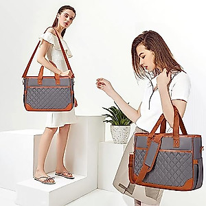 InduSKY Tote Bag for Women, Work Tote Bag for Women Teacher Nurse, 15.6 Inch Laptop Tote Bags Casual Handbag Shoulder Bag with Portable Clutch Purse for Travel Work