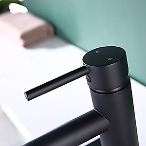 JAKARDA Single Handle Black Bathroom Faucet with Brass Drain Assembly and Escutcheon, Matte Black (Matte Black-JO1)