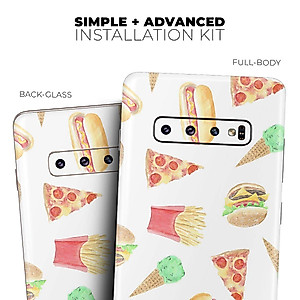 DesignSkinz The Fun Fries,Pizza,Dogs, and Icecream Protective Vinyl Decal Wrap Skin Cover Compatible with The Samsung Galaxy S20 (Screen Trim & Back Glass Skin)