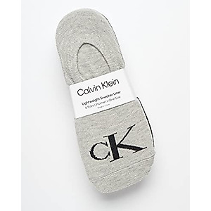 Calvin Klein Women's Socks - Comfort Cuff Sneaker Liner (6 Pack), Size 4-10, Grey Logo Assorted