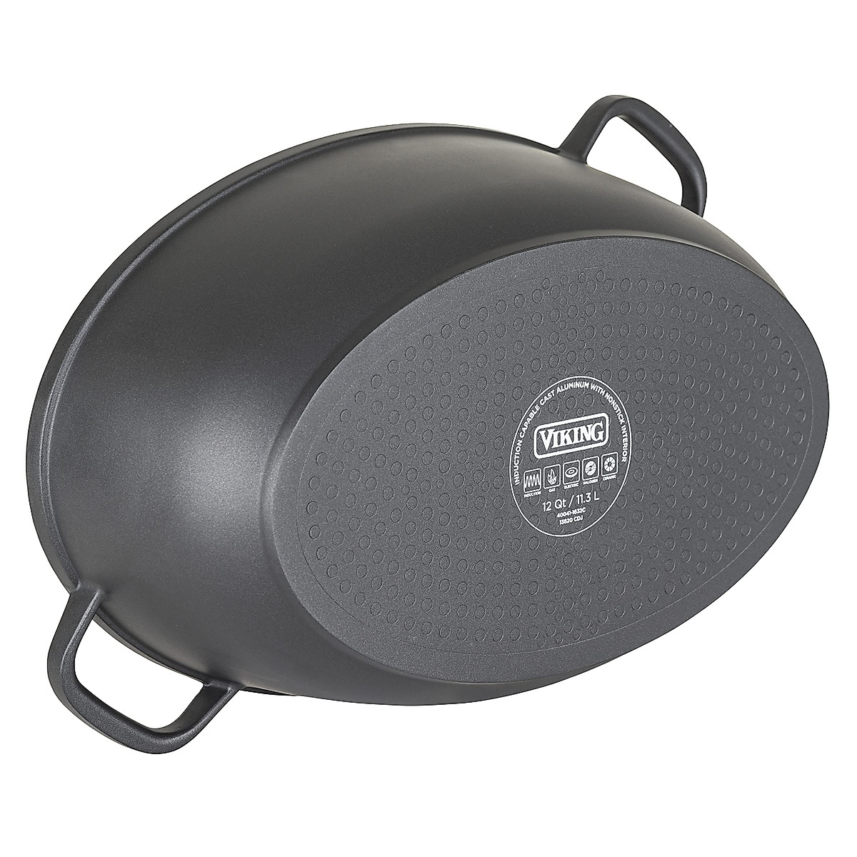 Viking Culinary 3-in-1 8.6 Qt Die Cast Oval Roaster with Glass Basting Lid, Gray